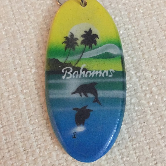 Vintage | Accessories | Bahamas Surfboard Beach Scene Palms Keychain ...